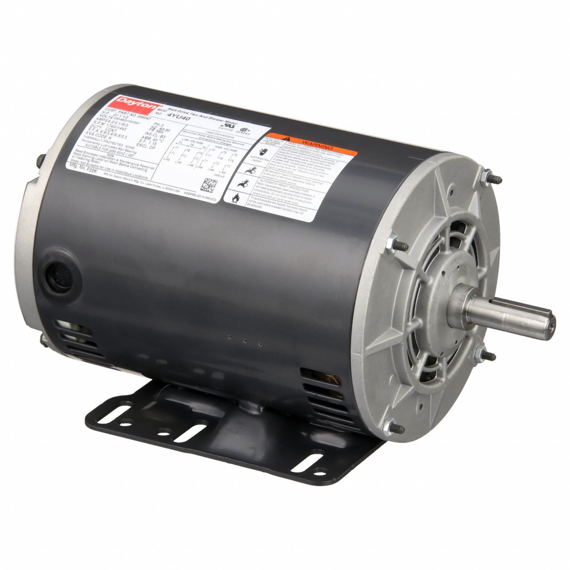 1 Speed, Open Drip Proof, Direct Drive Blower Motor - 4YU40|4YU40 ...