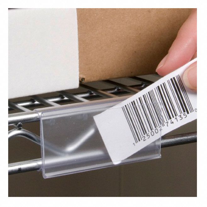 AIGNER Label Holder: 3 in x 1 1/4 in, Clear, Slide-In, 25 Label Holders ...