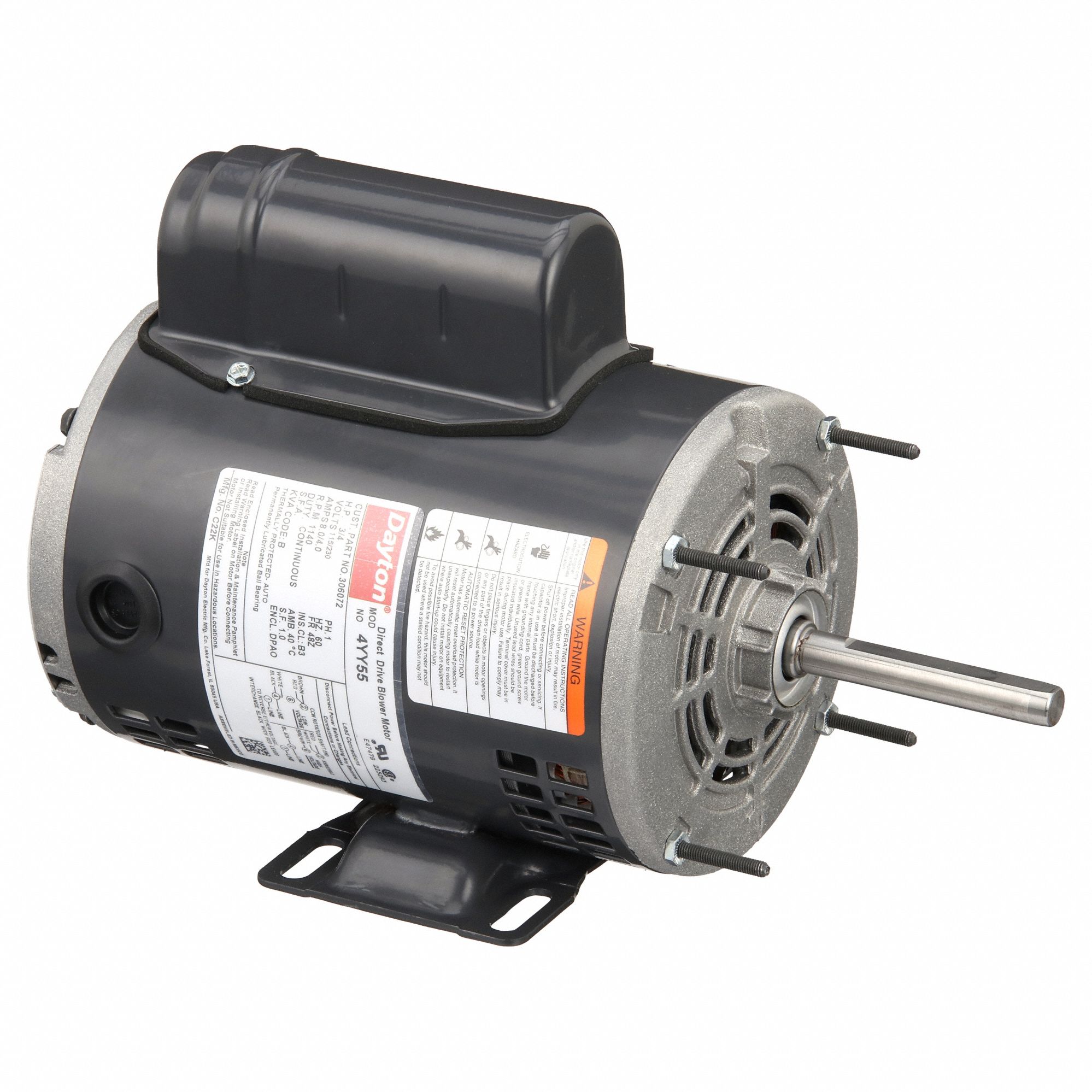 1 Speed, Open Air-Over, Direct Drive Blower Motor - 4YY55|4YY55 - Grainger