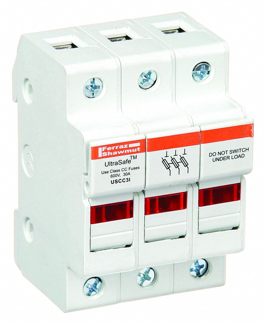 MERSEN, Finger-Safe, 3 Pole, Fuse Block - 4ZCR3|USCC3I - Grainger