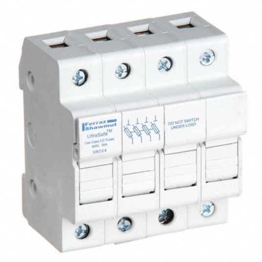 MERSEN, Finger-Safe, 4 Pole, Fuse Block - 4ZCR6|USCC4 - Grainger