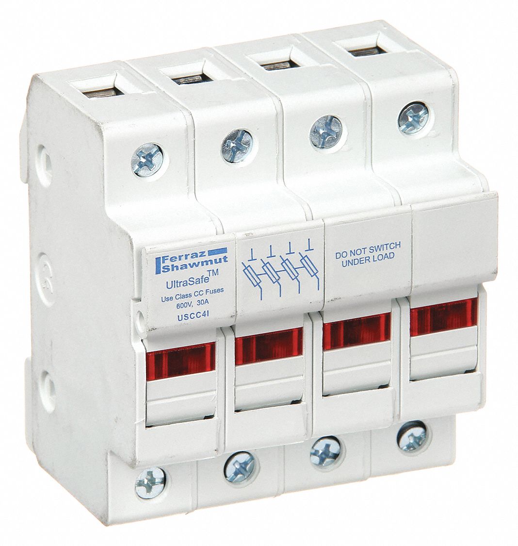 MERSEN, Finger-Safe, 4 Pole, Fuse Block - 4ZCR7|USCC4I - Grainger