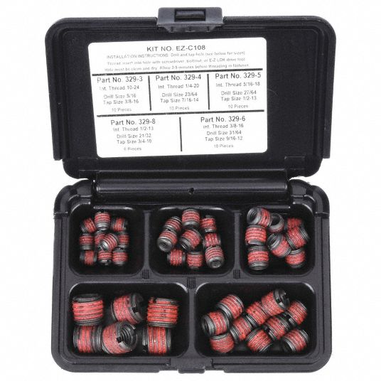 E-Z LOK, Heavy Wall, 46 Pieces, Self-Locking Insert Kit - 4ZE83|EZ-C108 ...