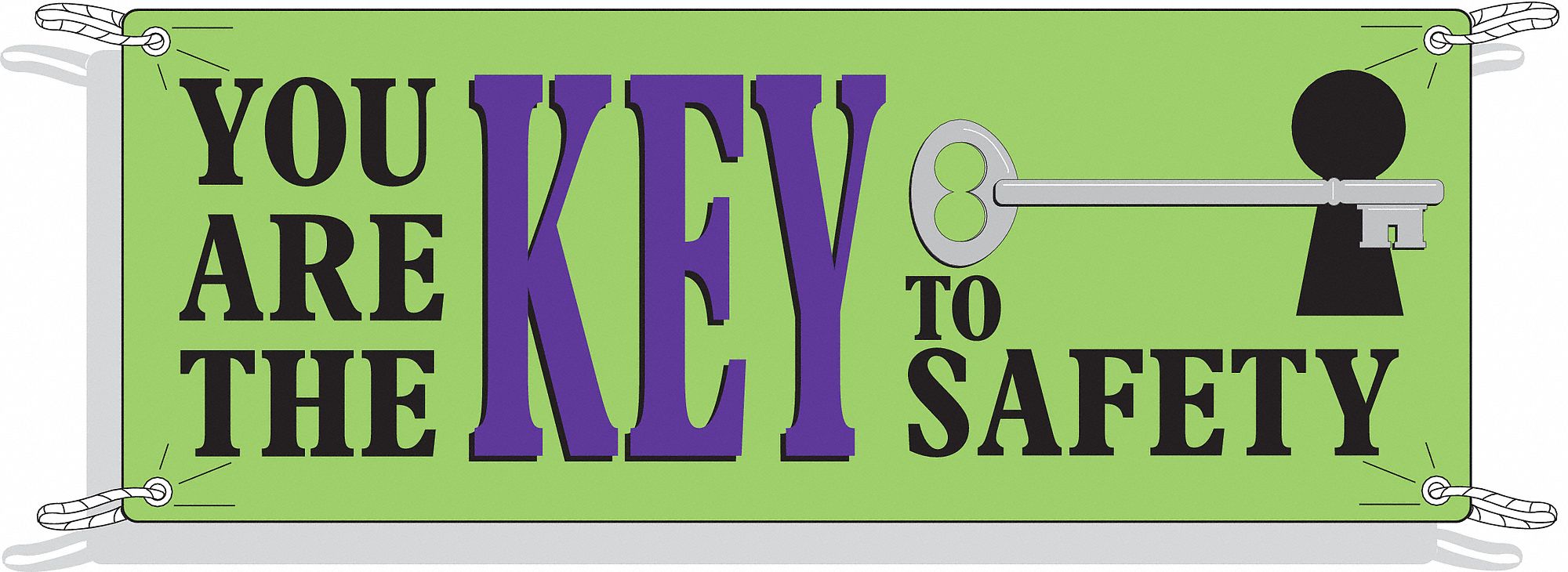 BRADY Safety Banner, Safety Banner Legend You Are The Key To Safety, 48 ...