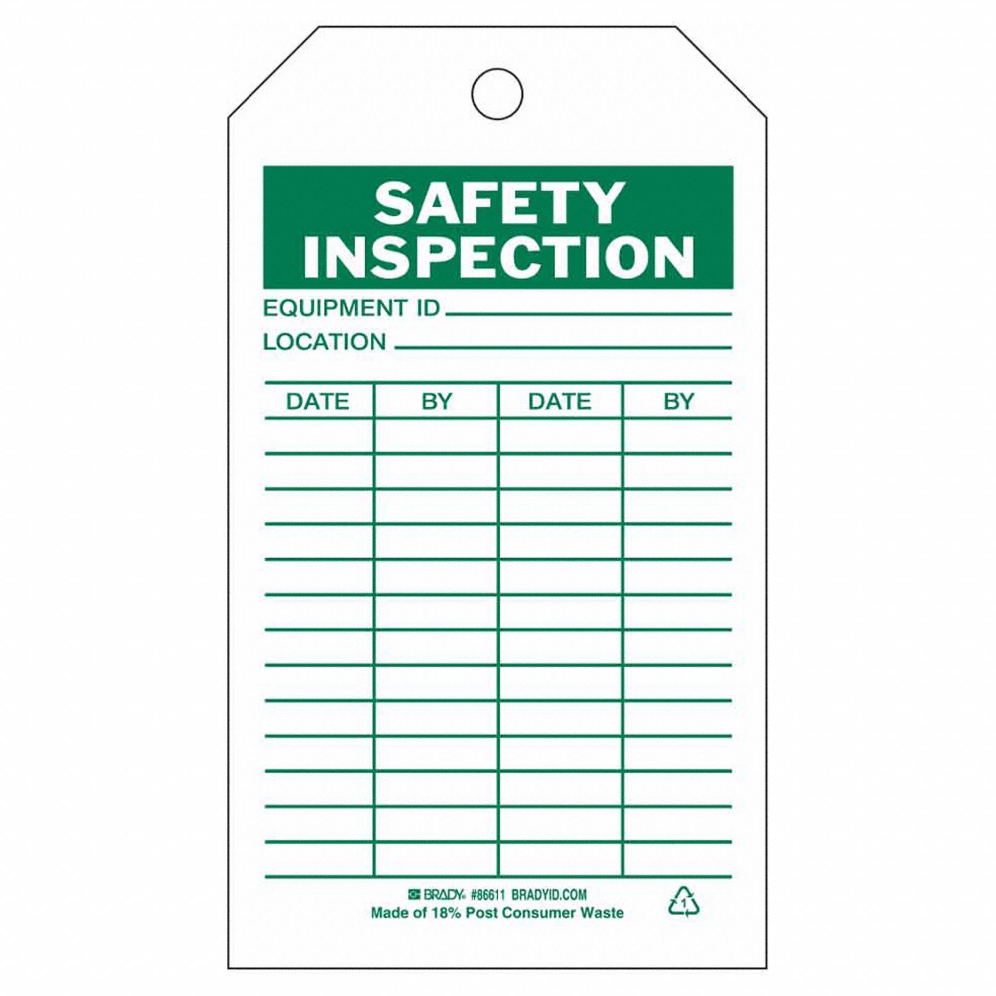 Safety Inspection, 4 in Wd, Tag - 4ZH12|86611 - Grainger