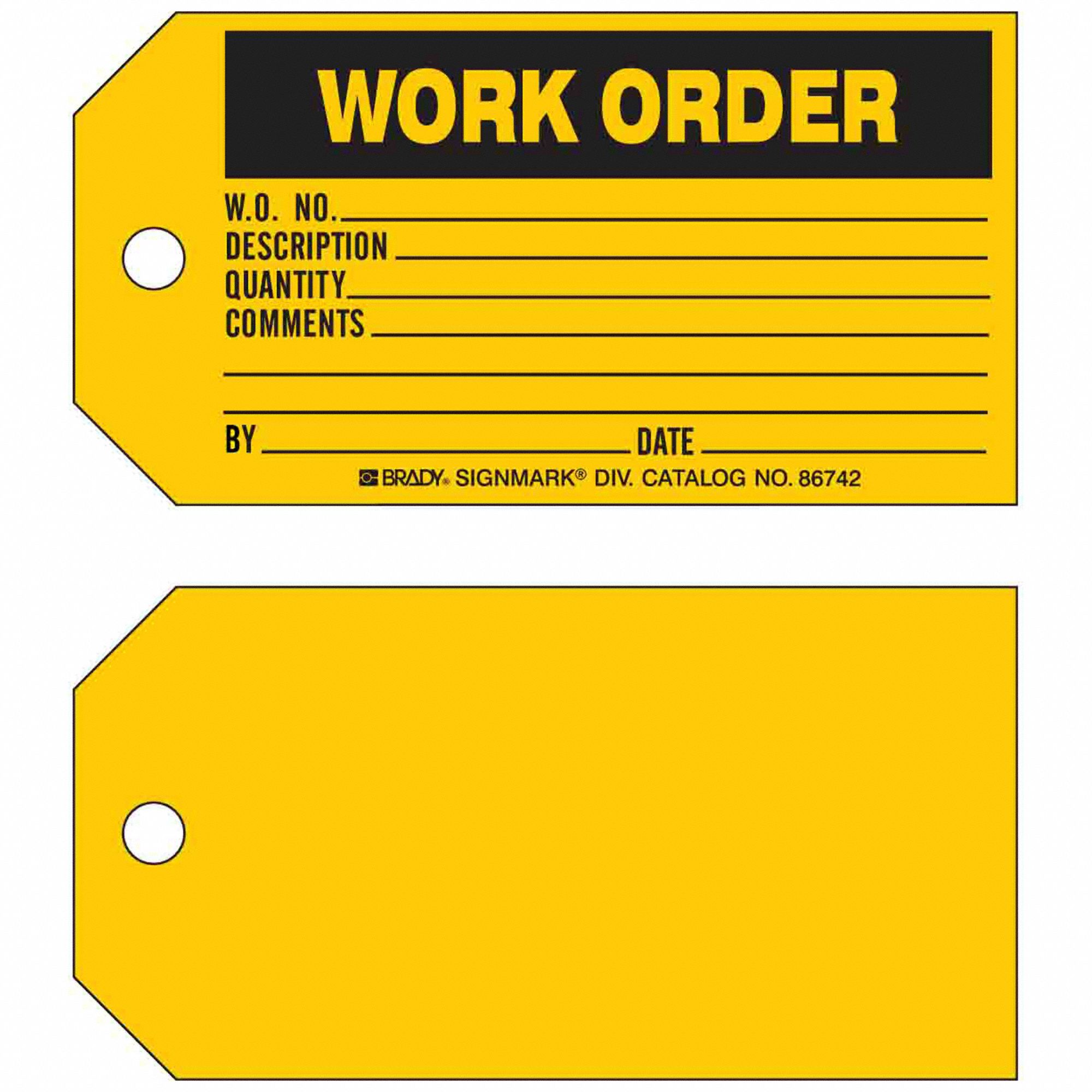 BRADY 86742 Work Ord Tag,3 x 5-3/4 In,Bk/Yel,PK100 4ZH19 754473867423| eBay