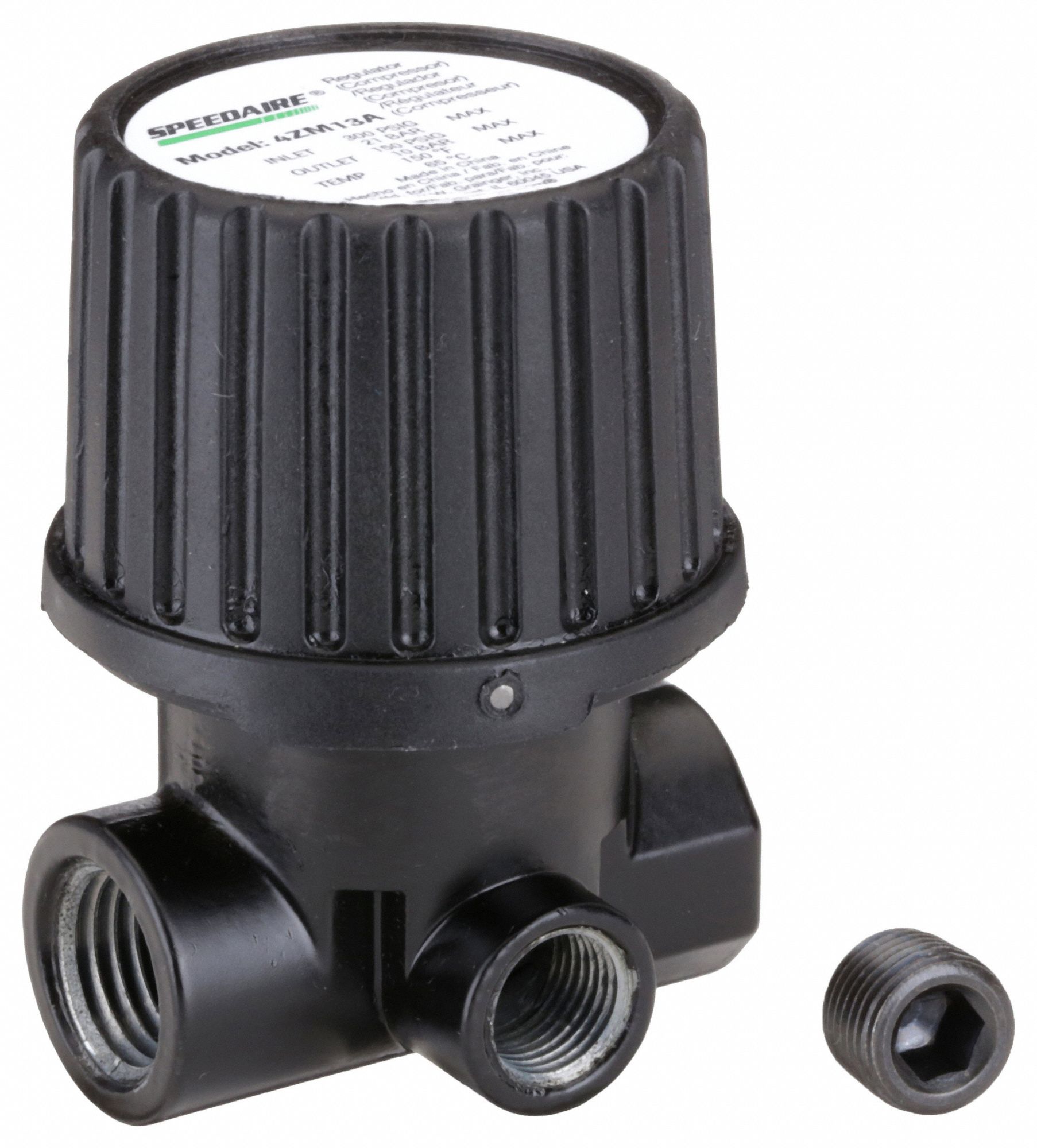 SPEEDAIRE Compressed Air Regulator: Zinc, 1/4 in NPT, 12 cfm, 300 psi ...