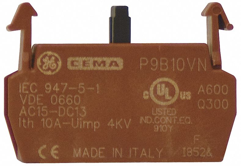 GE CONTACT BLOCK,C2000,1NO,SCREW,BLK - Push Button Contact Blocks ...