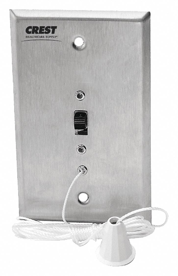 CREST HEALTHCARE SUPPLY, 2 3/4 in Overall Wd, 12-28V, Pullcord Station ...