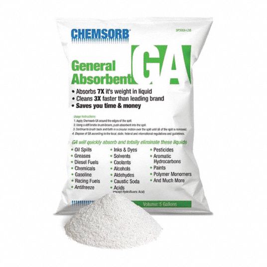 CHEMSORB, 2 gal Volume Absorbed per Pkg., 4 lb Wt, General Absorbent ...