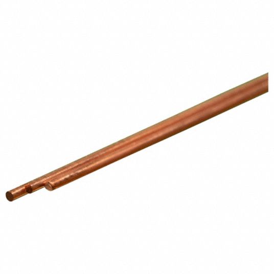 1/16 in Outside Dia, 12 in Overall Lg, 110 Copper Rod - 803VZ3|5062 ...