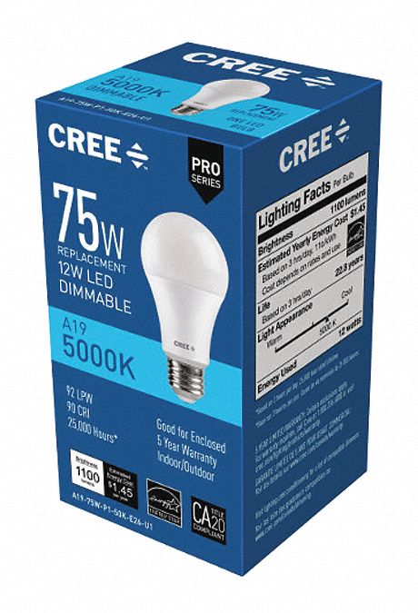 CREE, LED, (A) Classic, Compact LED Bulb - 506G06|A19-75W-P1-50K-E26-U1 ...