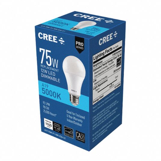 CREE, LED, (A) Classic, Compact LED Bulb - 506G06|A19-75W-P1-50K-E26-U1 ...