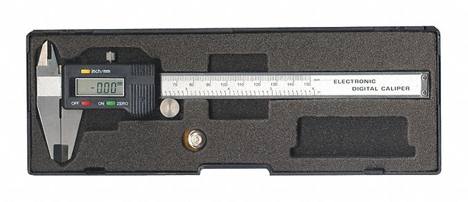 Digital Caliper,6in,SS W/Case,4 Button - Grainger