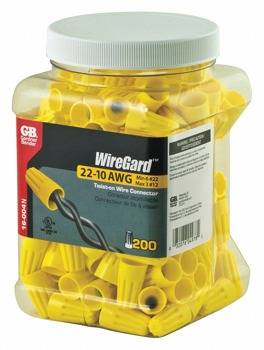 GARDNER BENDER, 200, PK, Wire Connector,Yellow,PK150 - 50HX95|16-004N ...