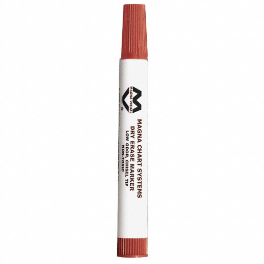 MAGNA VISUAL, INC., Dry Erase Marker,Red,Chisel Point - 50KA63|LCM-3 ...