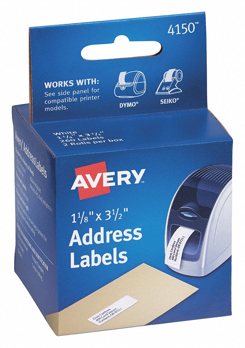 AVERY, 2, PK, Thermal Printer Labels - 50MU76|4150 - Grainger