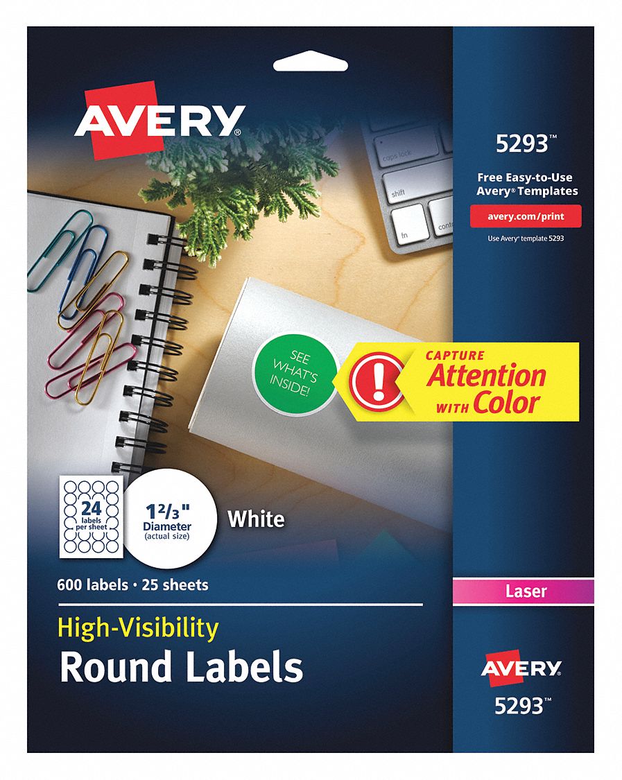 Round Labels, Laser,1-2/3,PK600 - Grainger