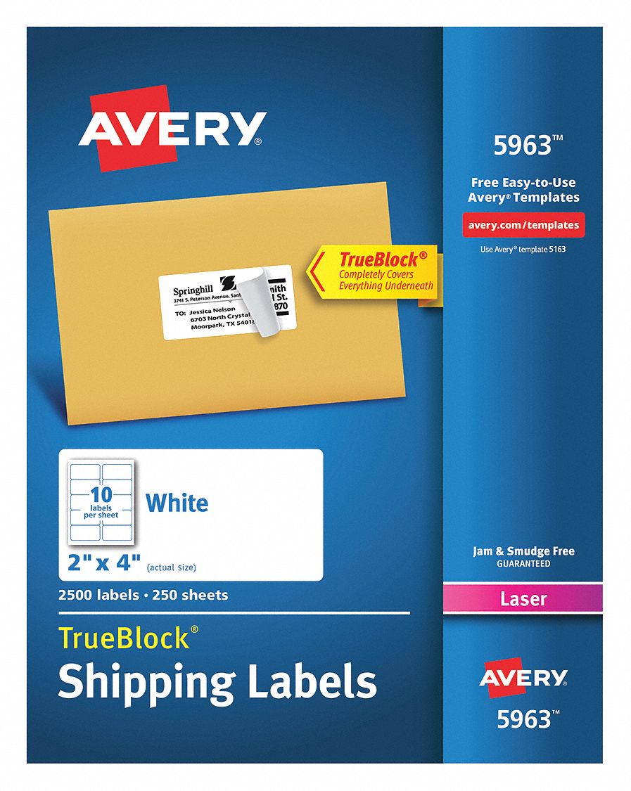 AVERY, 2,500, PK, Shipping Labels with TrueBlock(R) Technology - 50MV70 ...