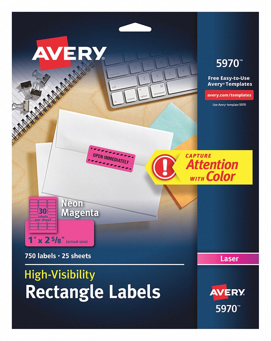AVERY, 750, PK, High-Visibility ID Labels - 50MV74|5970 - Grainger