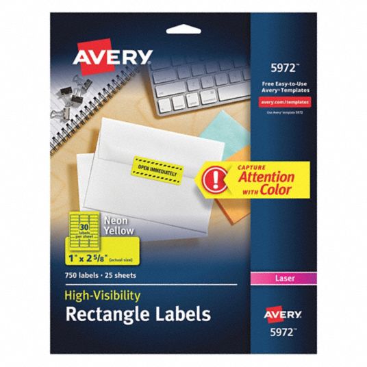 AVERY, 750, PK, High-Visibility ID Labels - 50MV76|5972 - Grainger