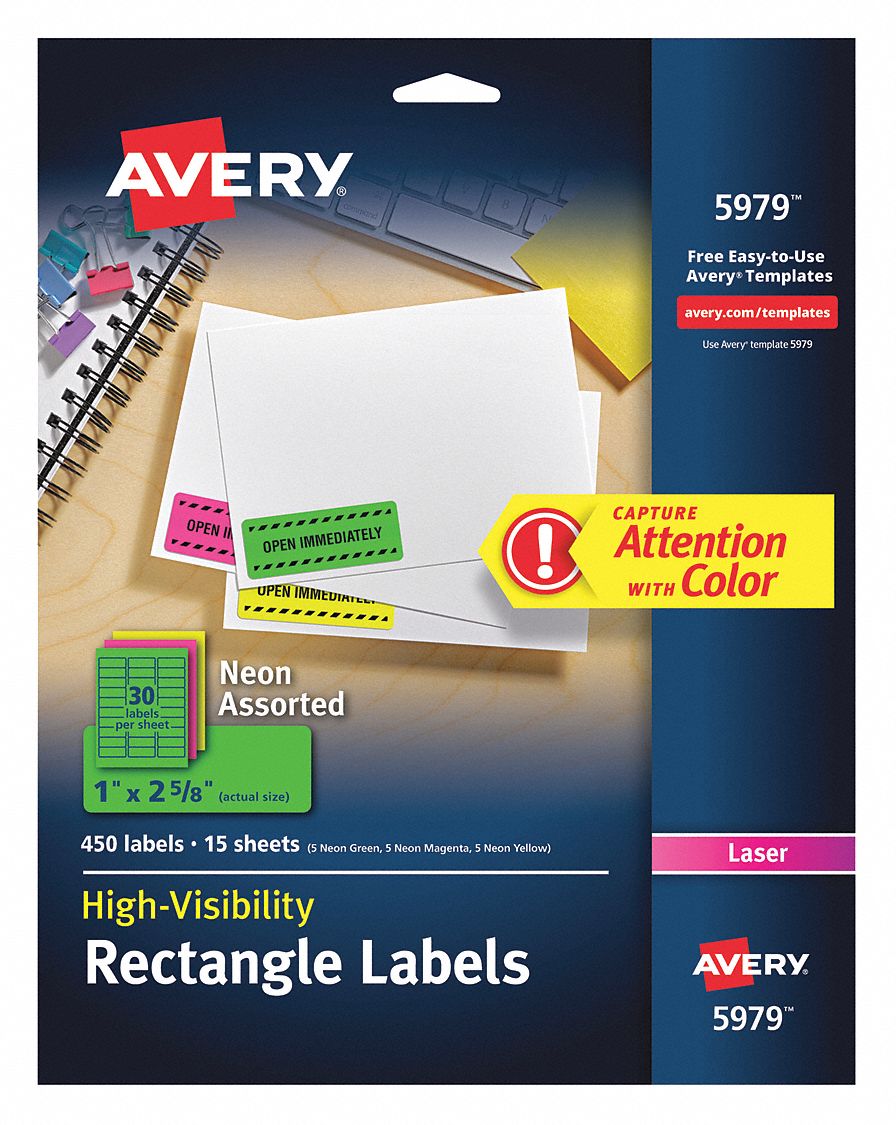 AVERY, 450, PK, High-Visibility ID Labels - 50MV81|5979 - Grainger