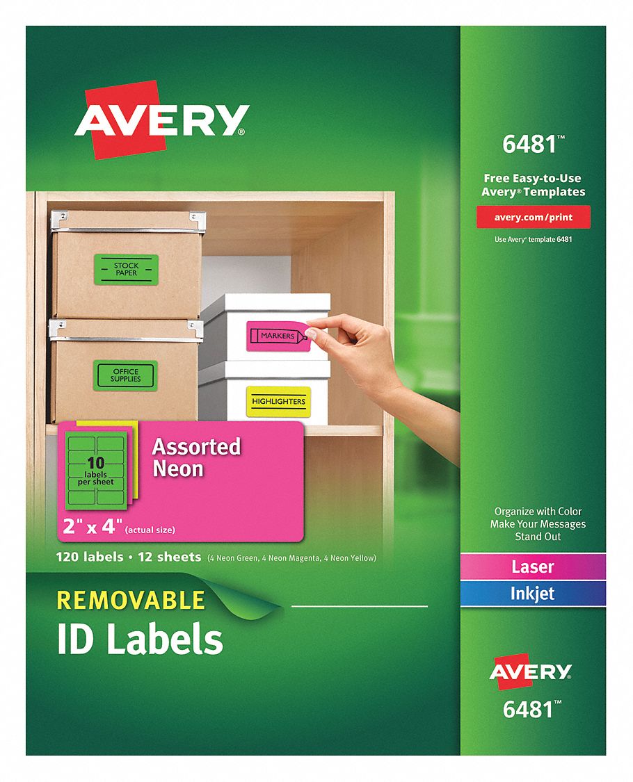 AVERY, 120, PK, High-Visibility ID Labels - 50MV92|6481 - Grainger