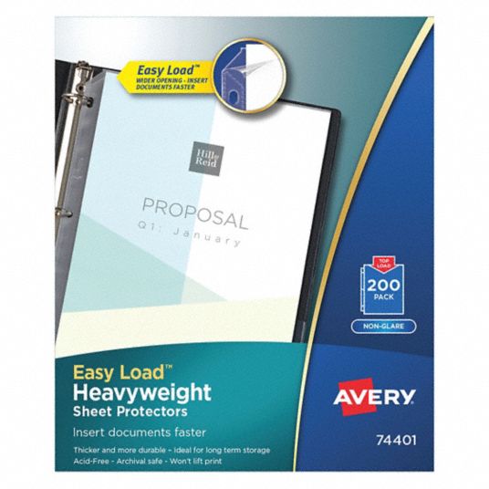 AVERY, 0 Tabs, 8 1/2 in Overall Wd, Sheet Protector - 50MW33|74401 ...