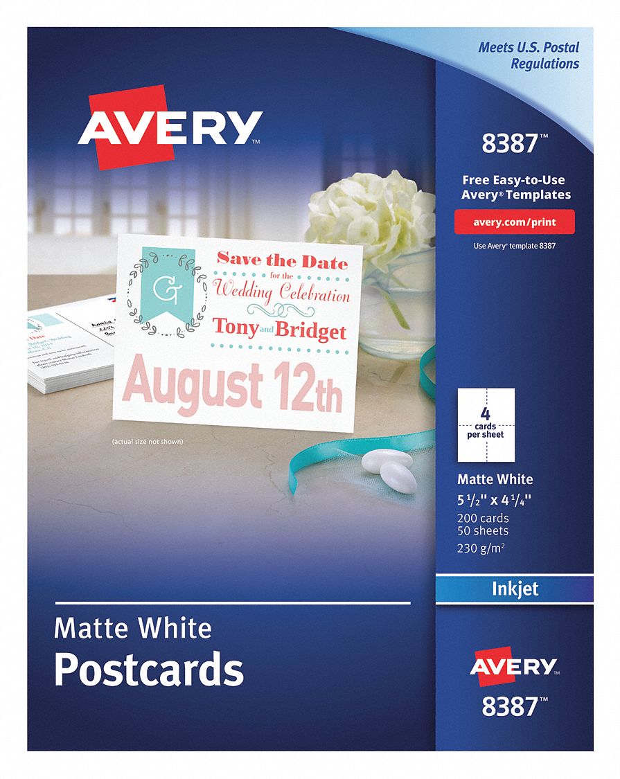 AVERY, 200, PK, Printable Postcards - 50MW83|8387 - Grainger