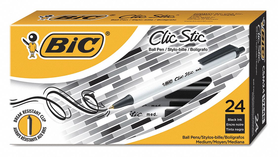 BIC, Clic Stic®, Blue, Clic Stic(R) Retractable Ballpoint Pen - 50MX44 ...