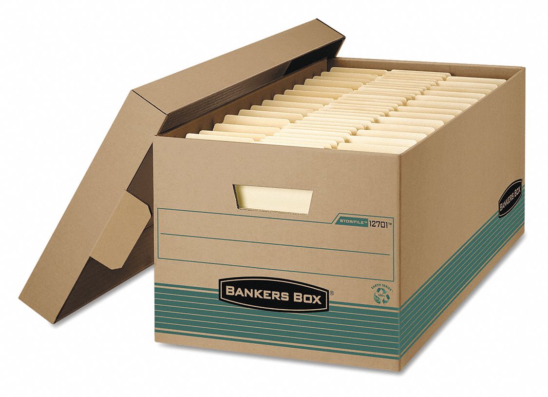 BANKERS BOX, Corrugated Fiberboard, Letter File Size, File Box - 50MY77 ...
