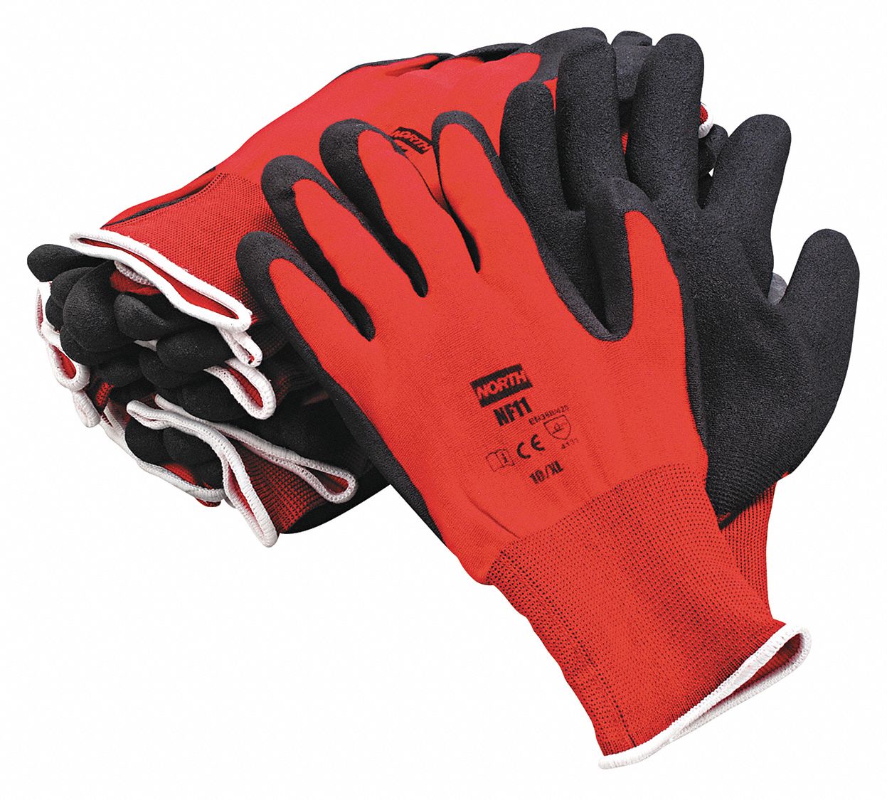 NorthFlex,Red Foamd PVC Gloves,10XL,PK12 - Grainger