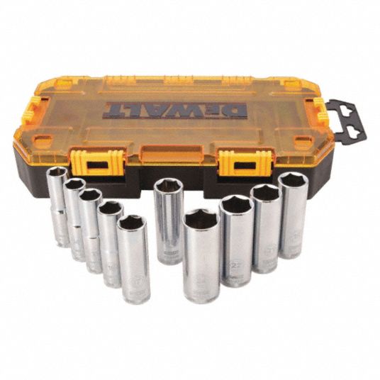 DEWALT, Deep Socket Set,Metric, 1/2" Drive - 50XM62|DWMT73815 - Grainger