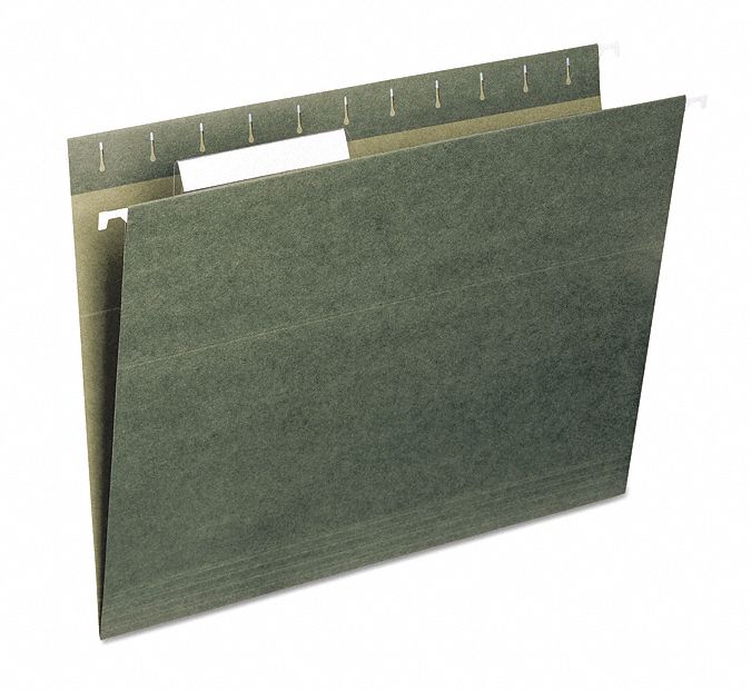 11 Pt. Stock, Green, Hanging File Folders - 50XY42|64035 - Grainger