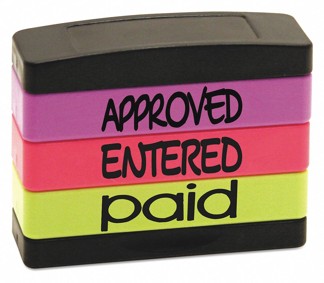 STACK STAMP, Stamp,Approved-Entered-Paid,Assorted Ink - 50YD56|8802 ...