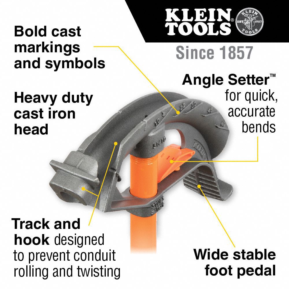 KLEIN TOOLS Conduit Bender: 1/2 in EMT Size, 4 in Centerline Bend ...