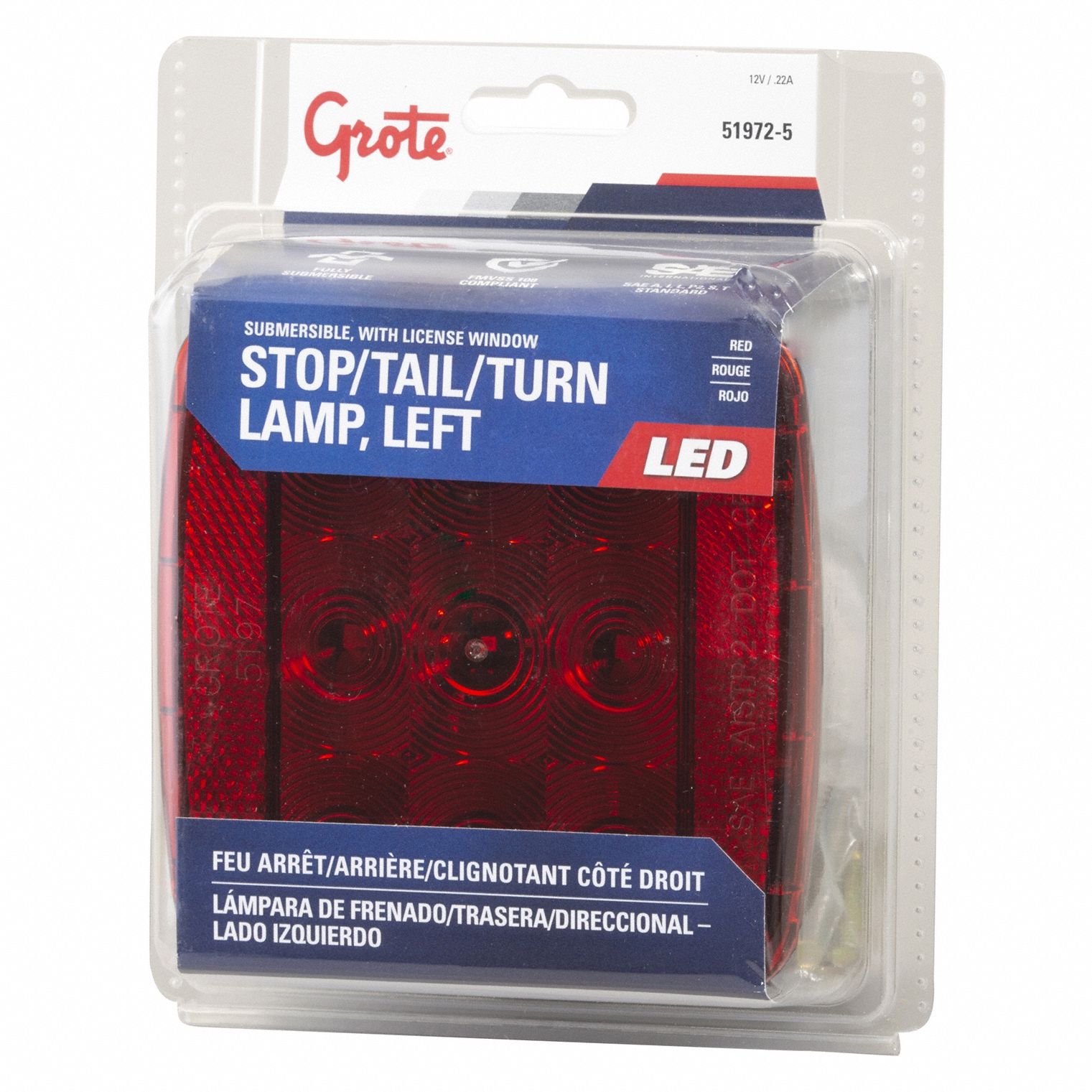 GROTE STOP/TURN/TAIL LIGHT, LED, STOP LIGHT, RED, SQUARE, 4¾ IN OVERALL ...