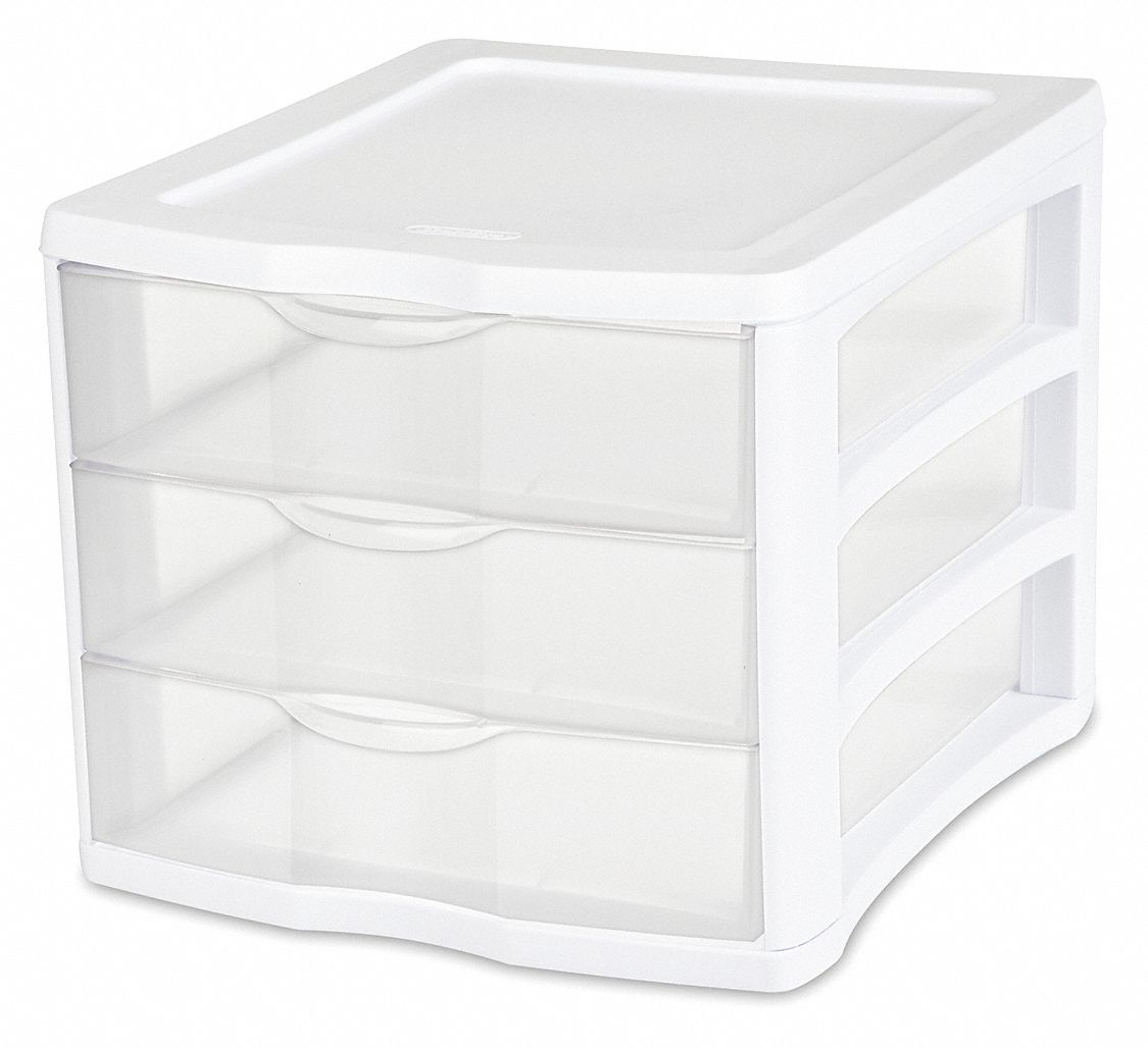 Clearview 3 Drawer Unit,White - Grainger