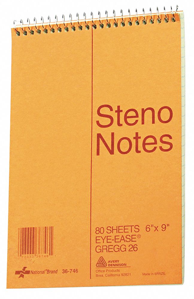 NATIONAL, Steno Book,Gregg Rule,80 Sheet,Green - 51LH31|36746 - Grainger