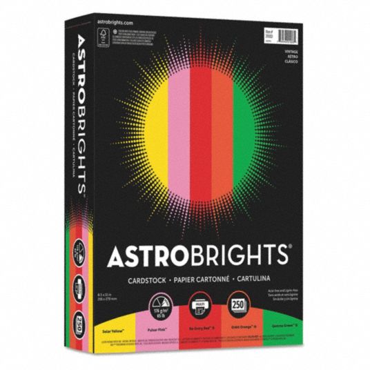 NEENAH PAPER, 250, PK, Paper,Colored,250Sh,65lb.,Assorted,PK250 ...