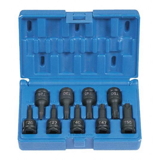 GREY PNEUMATIC Internal Torx Impact Driver Set, 9pcs. - 51NM46|1200T ...