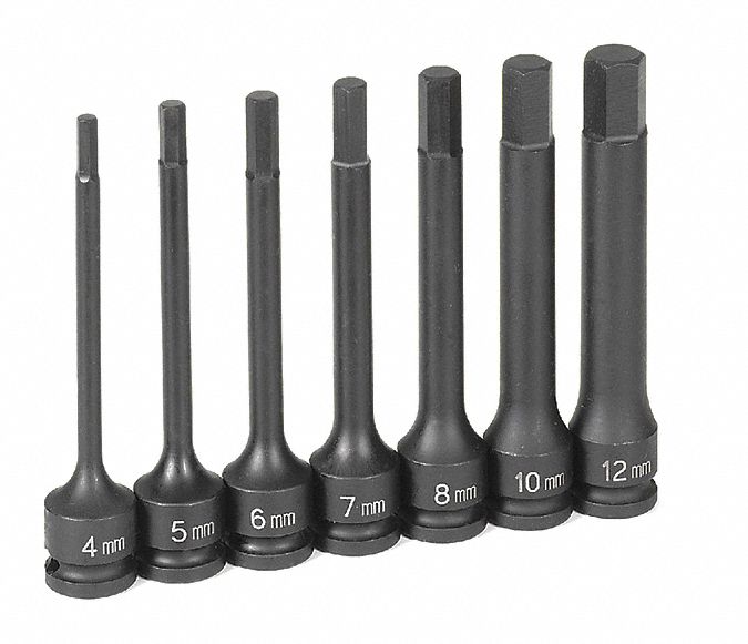 GREY PNEUMATIC, Metric Hex Driver Set,3/8"D,7pcs. - 51NM68|1247MH ...