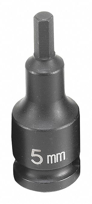 GREY PNEUMATIC, Not Tether Capable, Socket,5mm,3/8"D,Impact,Hex Male ...