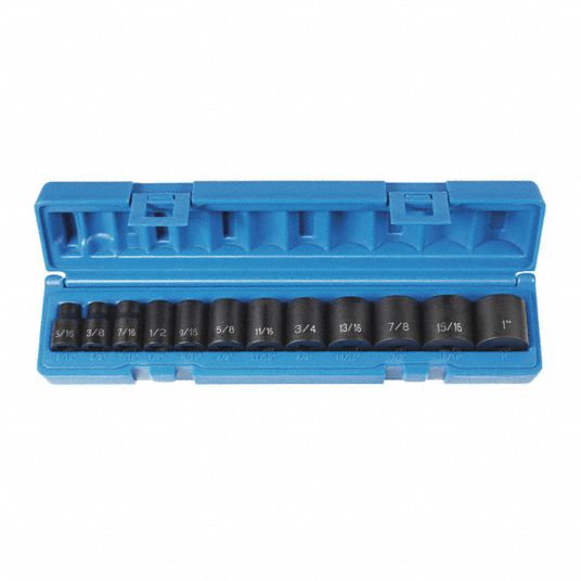 GREY PNEUMATIC, Socket Set,3/8 D,Standard,12 pcs. - 51PK33|1213 - Grainger