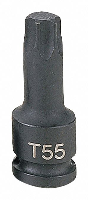 GREY PNEUMATIC, Not Tether Capable, Socket,T55,3/8"D,Int Impact,Trx ...