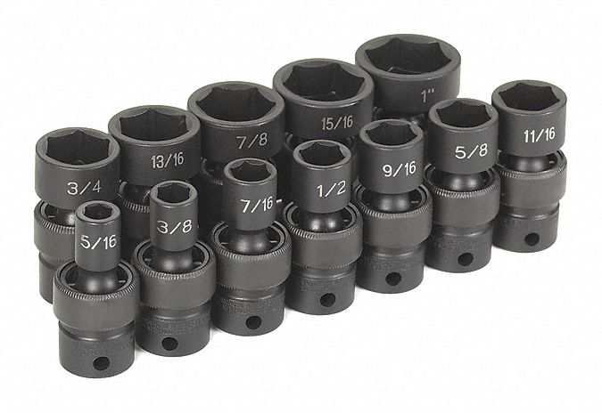 GREY PNEUMATIC, Universal Socket Set,3/8"D,SEA,12pcs. - 51PL71|1212U ...