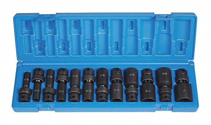GREY PNEUMATIC, Universal Socket Set,3/8"D,D,12pcs. - 51PL72|1212UD ...