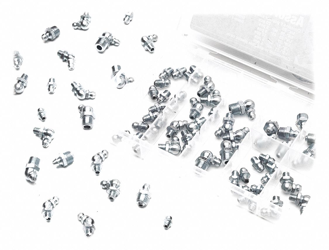 9 in Overall Lg, Plastic, Grease Fitting Assortment,70 Pc - 51RH58 ...