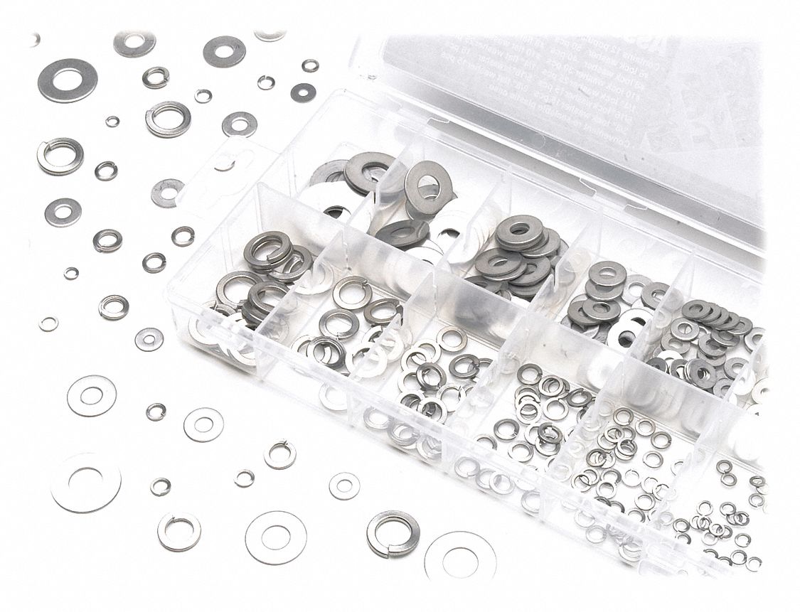 Lock and Flat Washer Hardware Kit,350Pc - Grainger