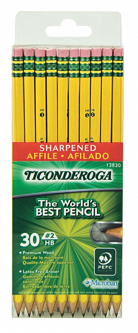 TICONDEROGA, 30, PK, Pre Sharpened Pencil,HB,#2,PK30 - 51UE44|13830 ...
